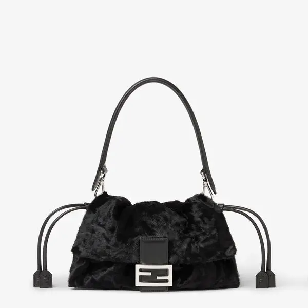 Fendi Baguette® Soft Medium Black Cavallino Leather Bag